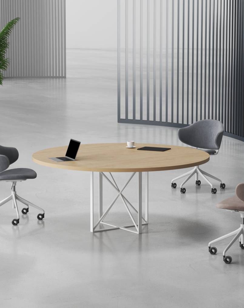 Cube Round Meeting Table (White) | Wood Oasis