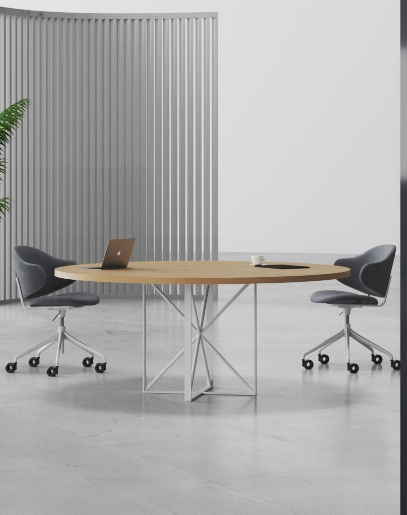 Cube Round Meeting Table (White) | Wood Oasis