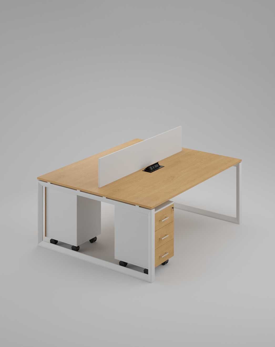 Nade Work station 2 seats (White Leg) | Wood Oasis