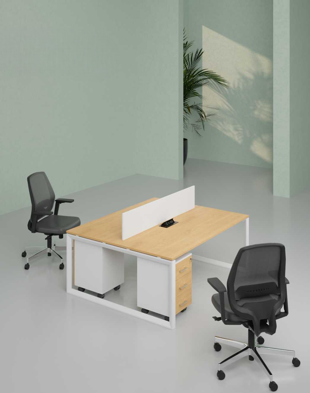 Nade Work station 2 seats (White Leg) | Wood Oasis