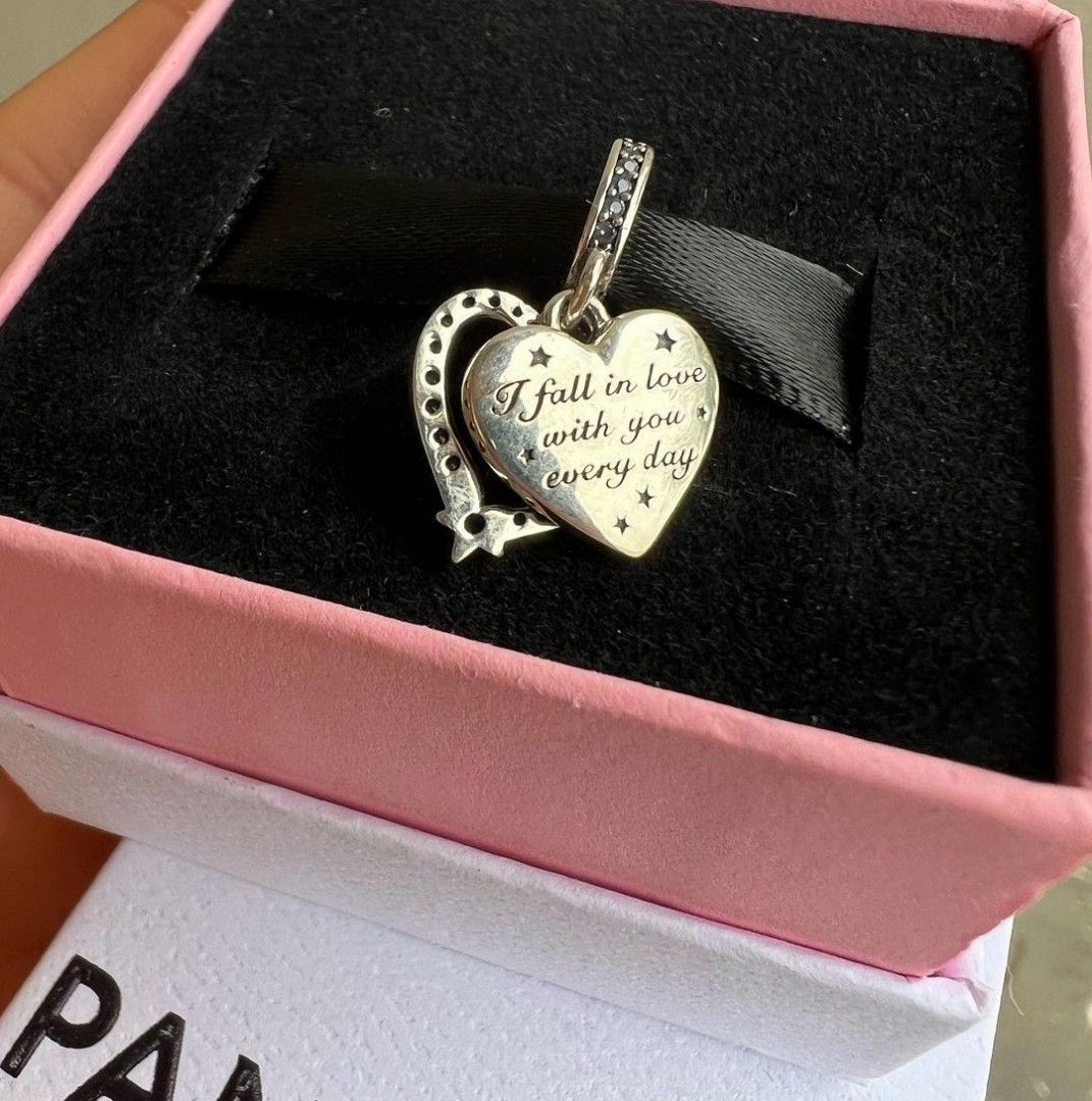 Shooting Star Heart Double Dangle Charm | MINADORA Shooting Star Heart Double Dangle Charm | MINADORA