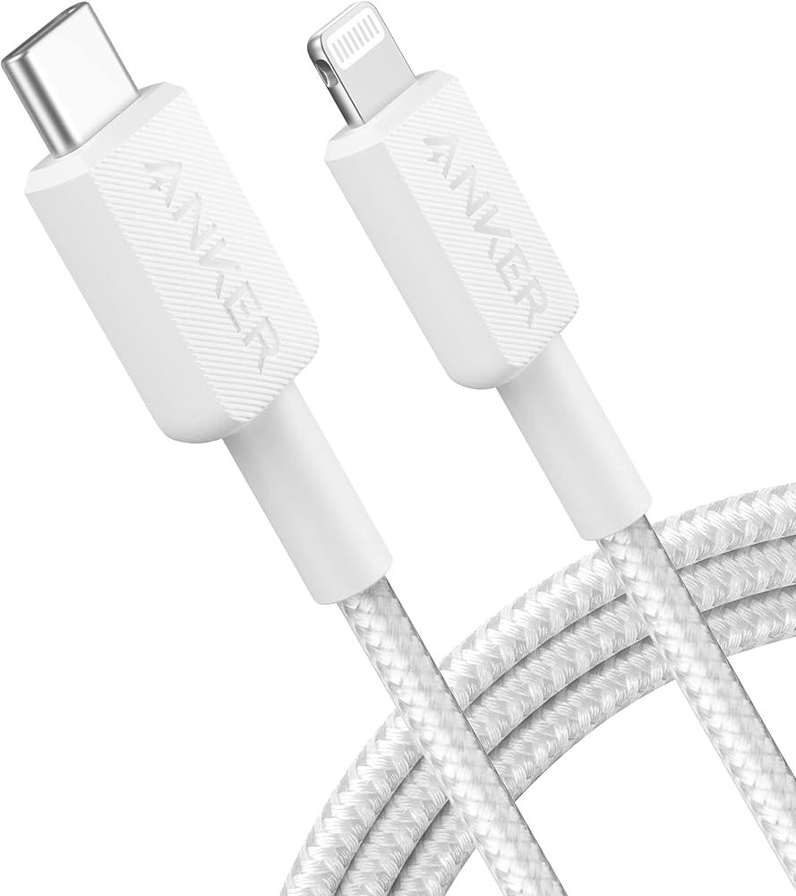Anker 322 USB-C to Lightning Cable (3ft Braided) - White | AHOO